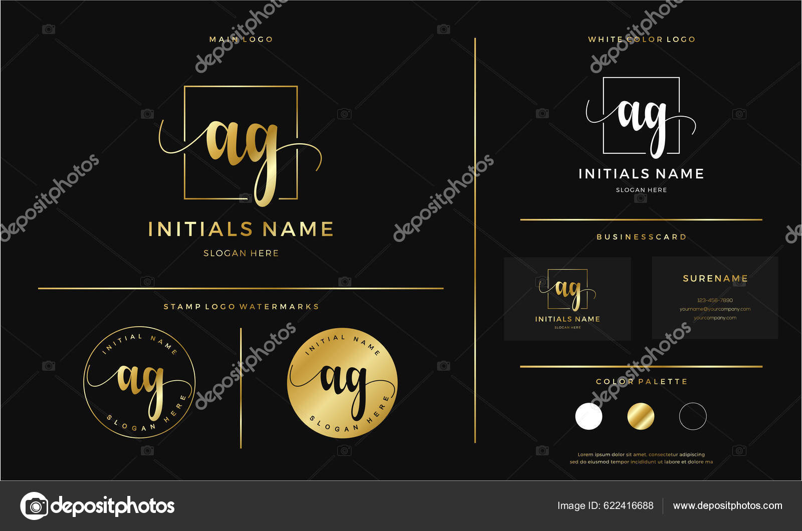 Golden Initial Letter Handwriting Logo Design Line Square Feminine ...