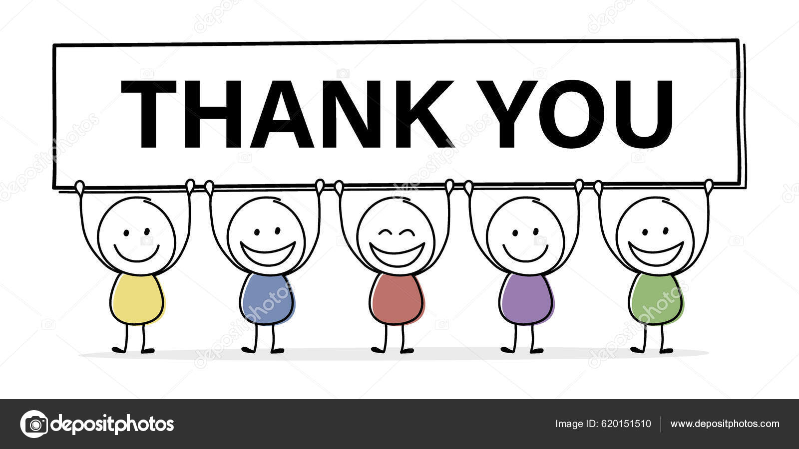 Karikatur Kartun Tersenyum Dengan Teks Papan Terima Kasih Konsep Bisnis ...