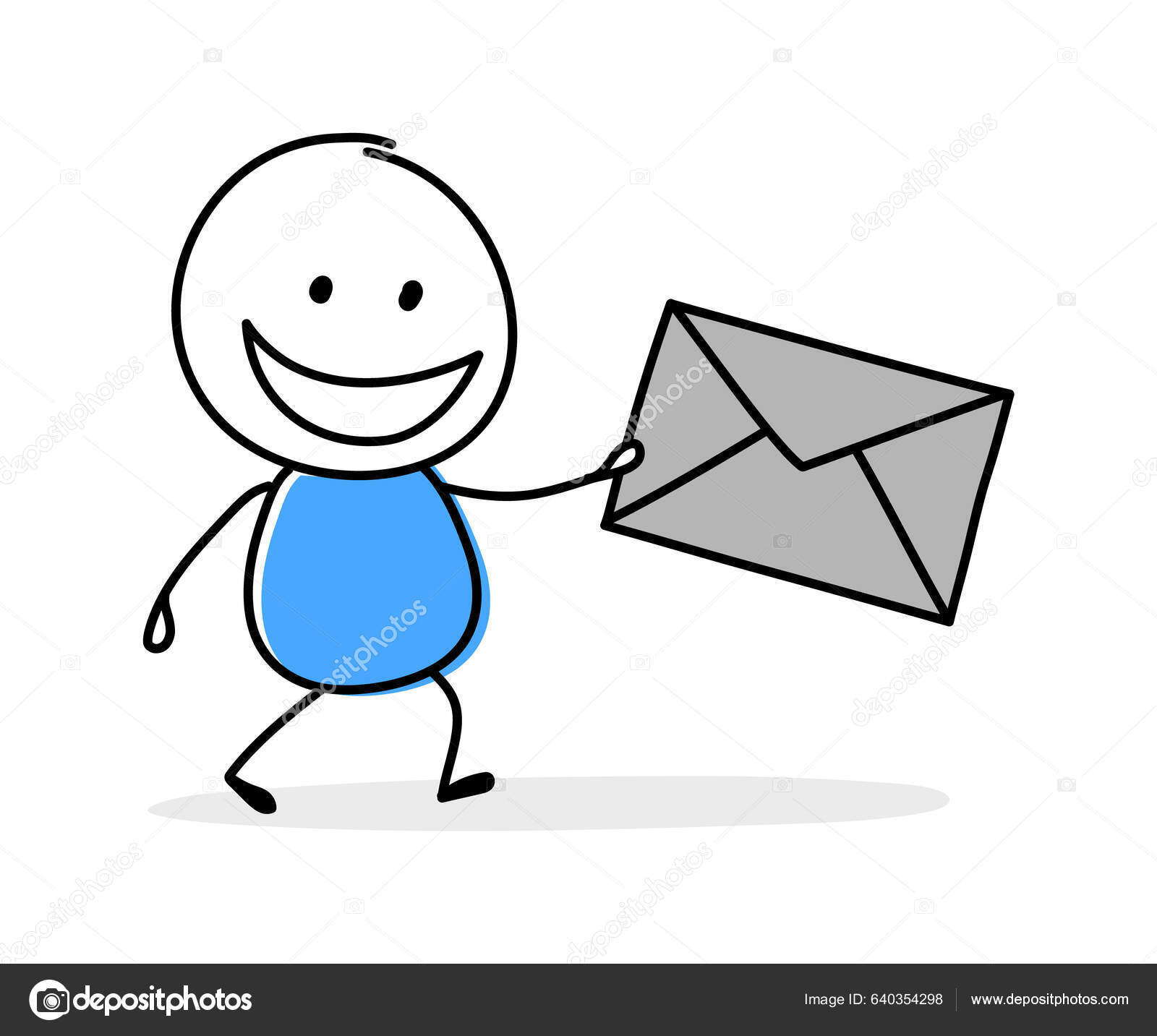 Divertido Stickman Dibujos Animados Sosteniendo Icono Del Sobre Diseño ...