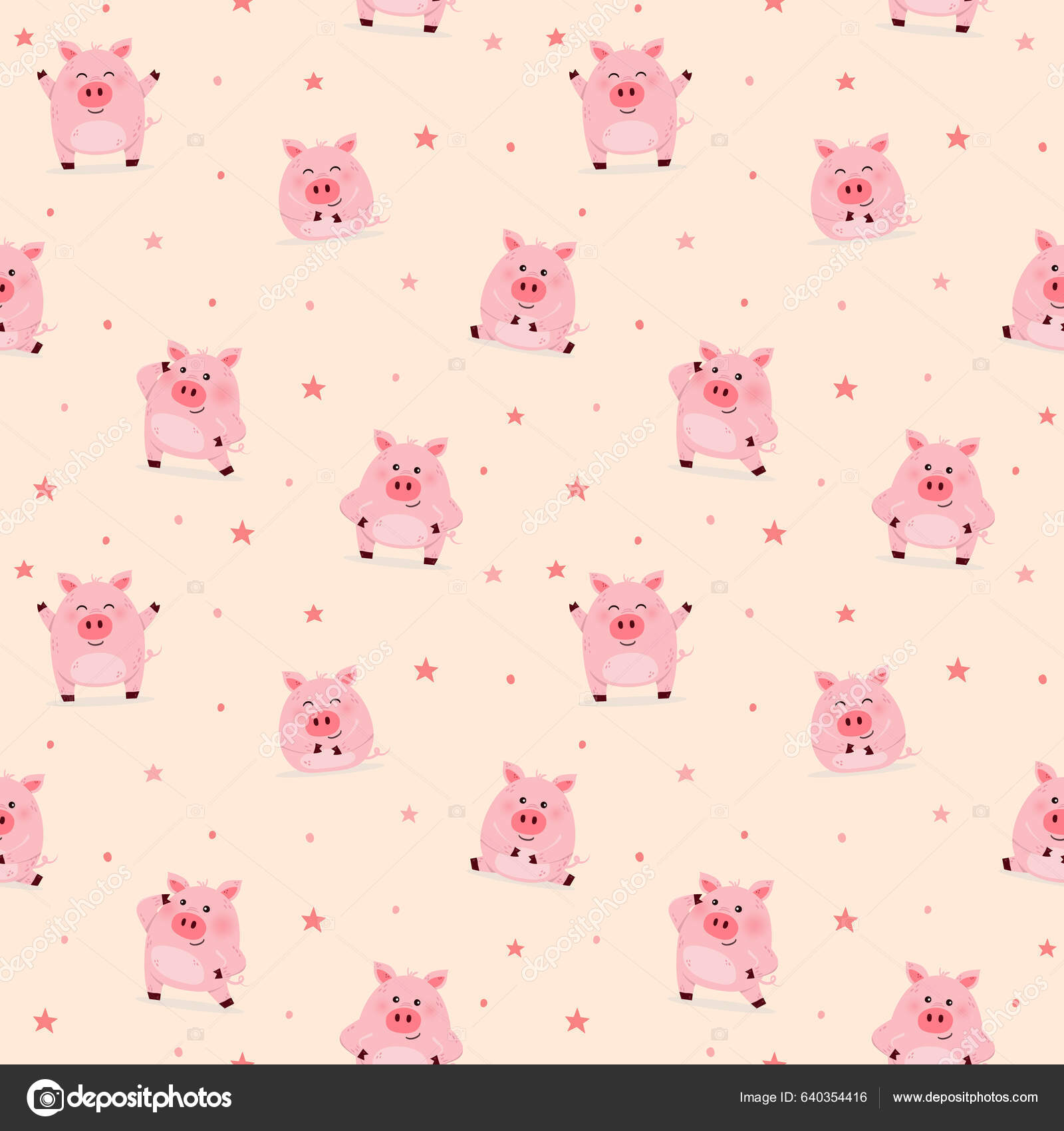 Background Funny Pigs Design Seamless Pattern Kids Vector Illustration ...