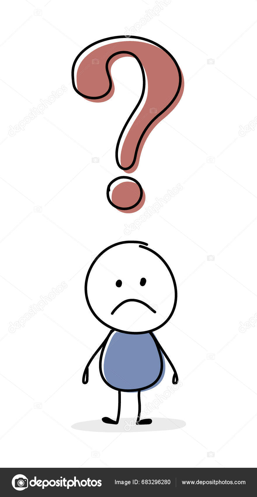 Sad Stickman Question Mark Symbol Vector Stock Vector by ©karolina ...
