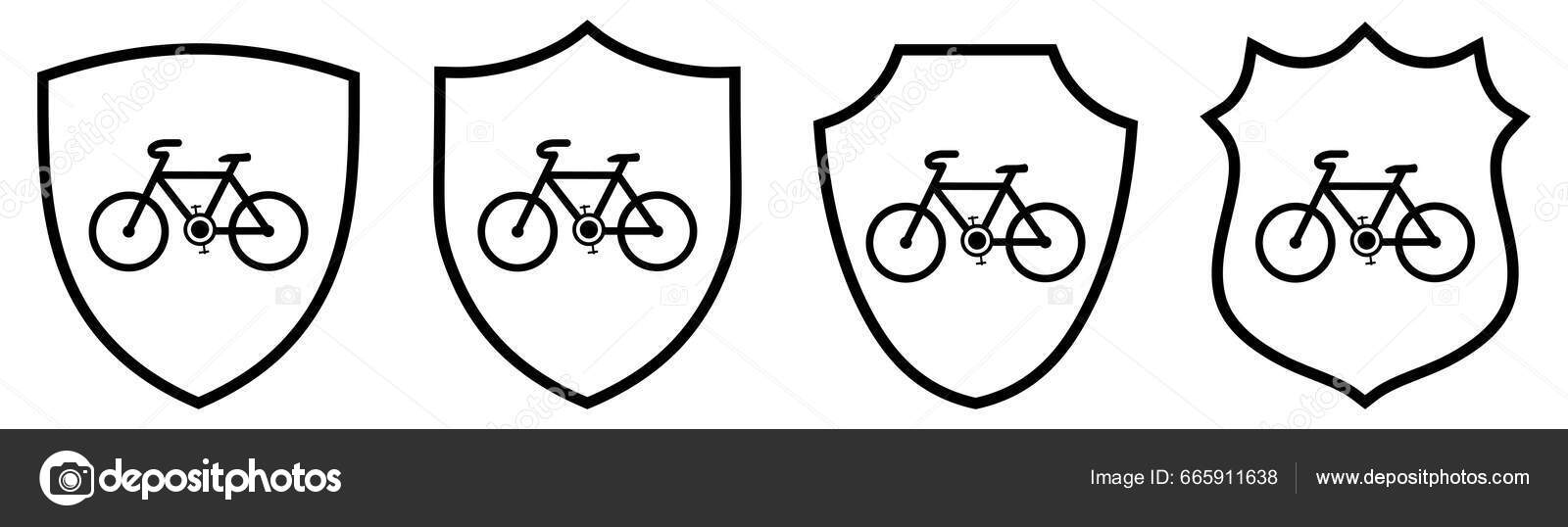 Bicycle Icon Shield Different Versions Bike Protection Security Concept ...