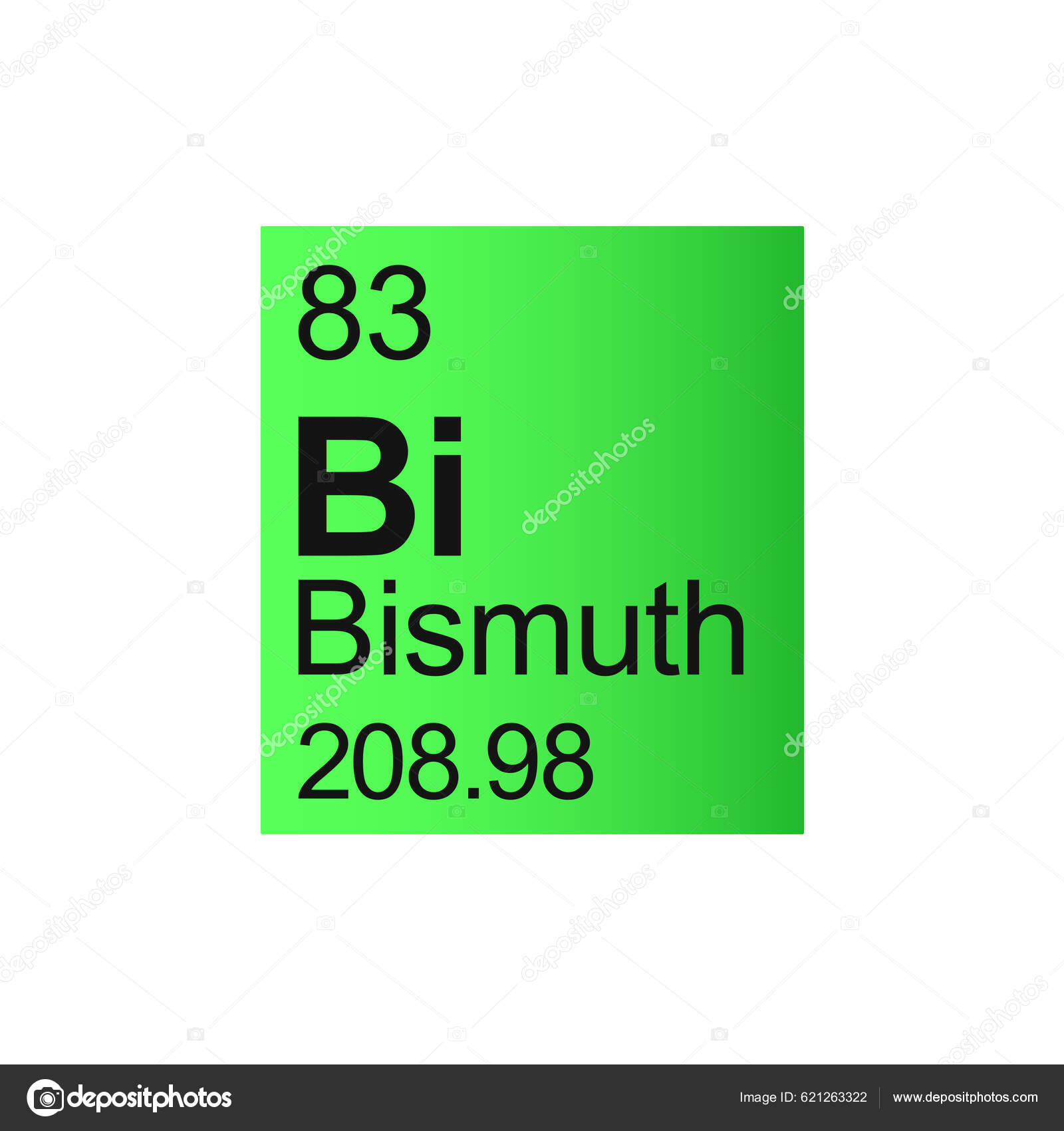 Bismuth Chemical Element Mendeleev Periodic Table Green Background ...