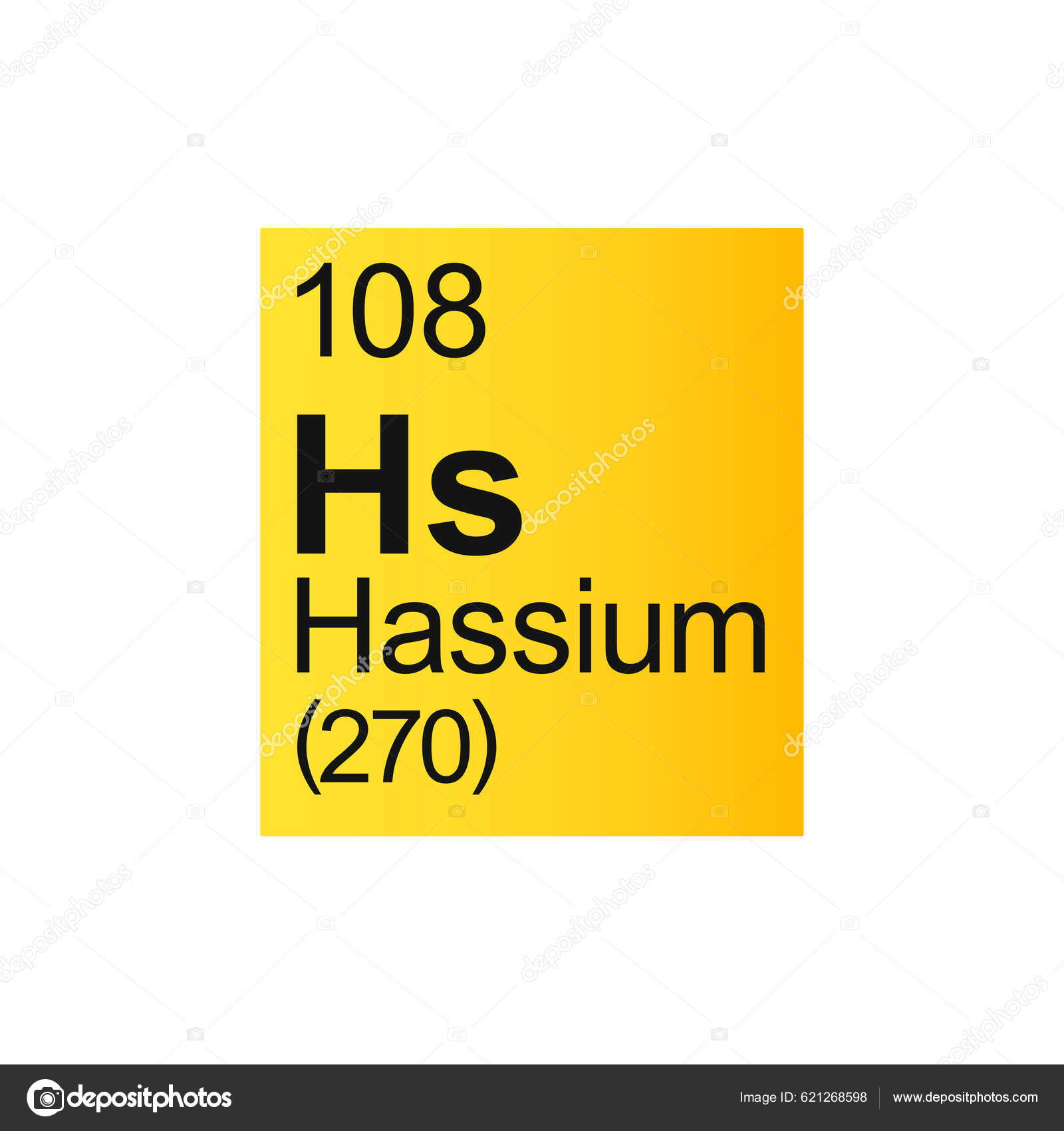 Hassium Chemical Element Mendeleev Periodic Table Yellow Background ...