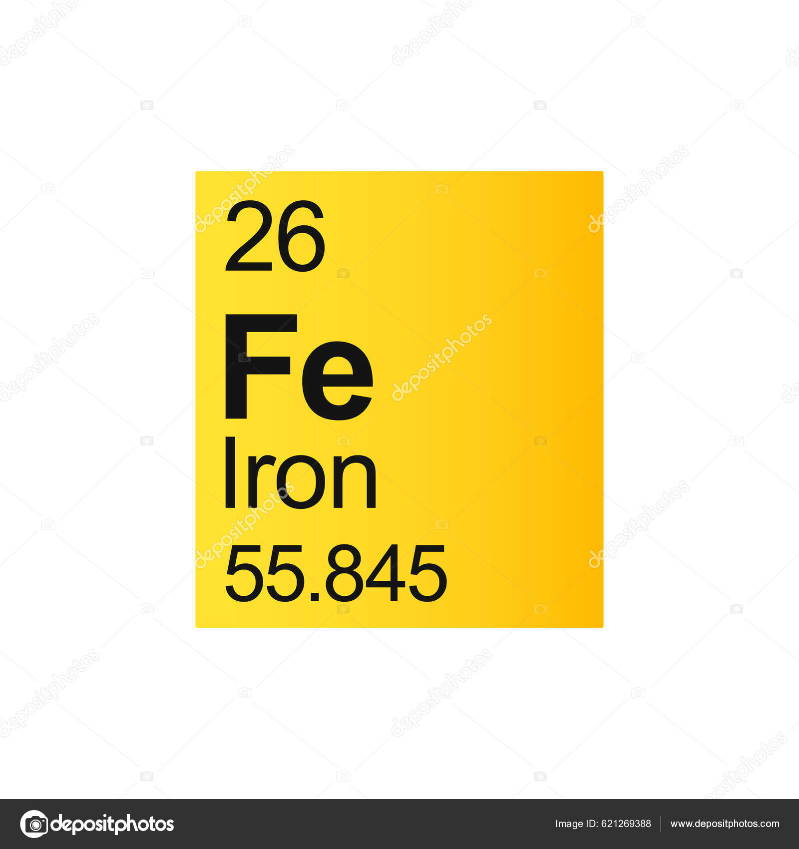 Iron Chemical Element Mendeleev Periodic Table Yellow Background Stock ...