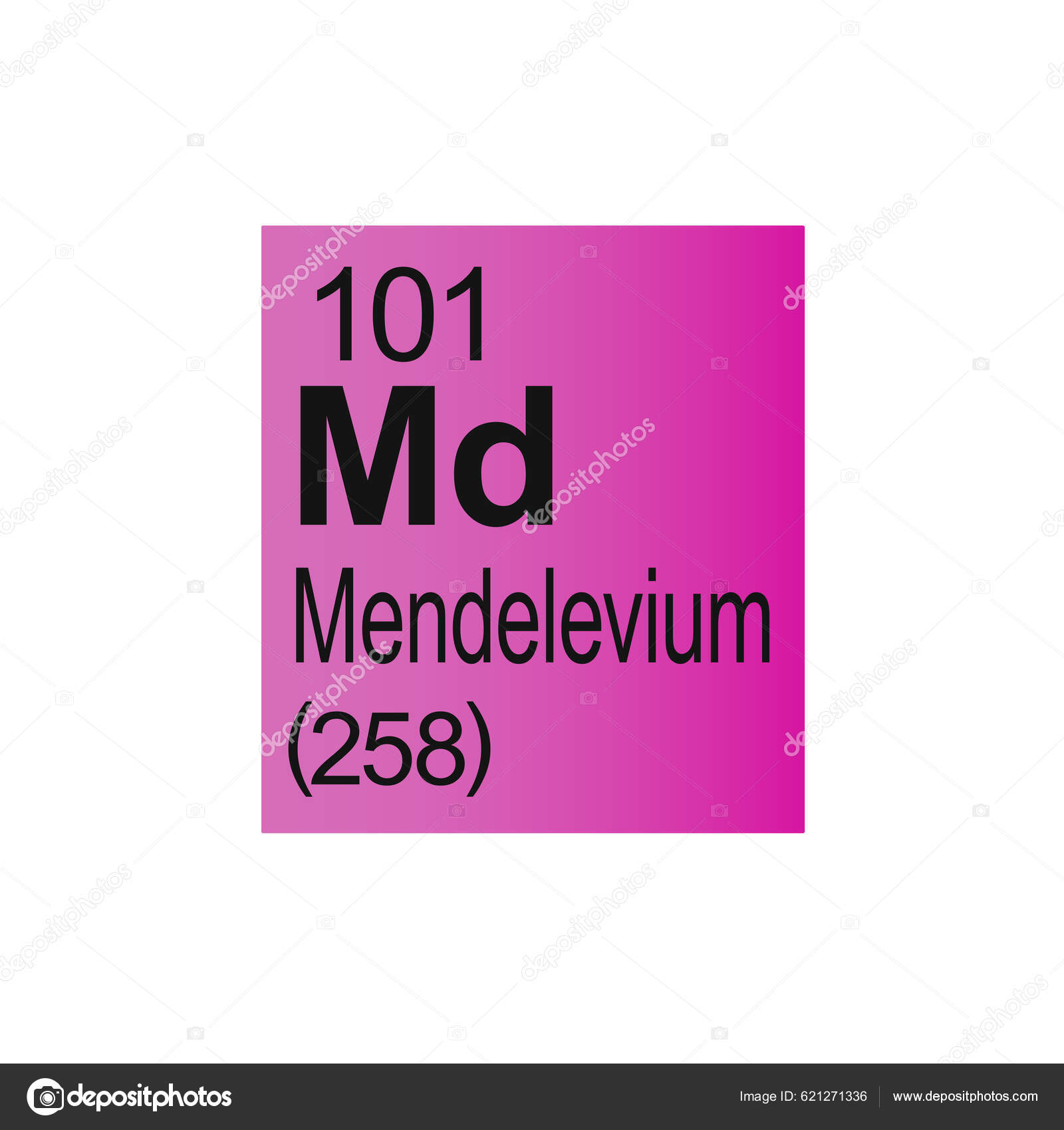 Mendelevium Elemento Químico Mendeleev Tabla Periódica Sobre Fondo Rosa ...