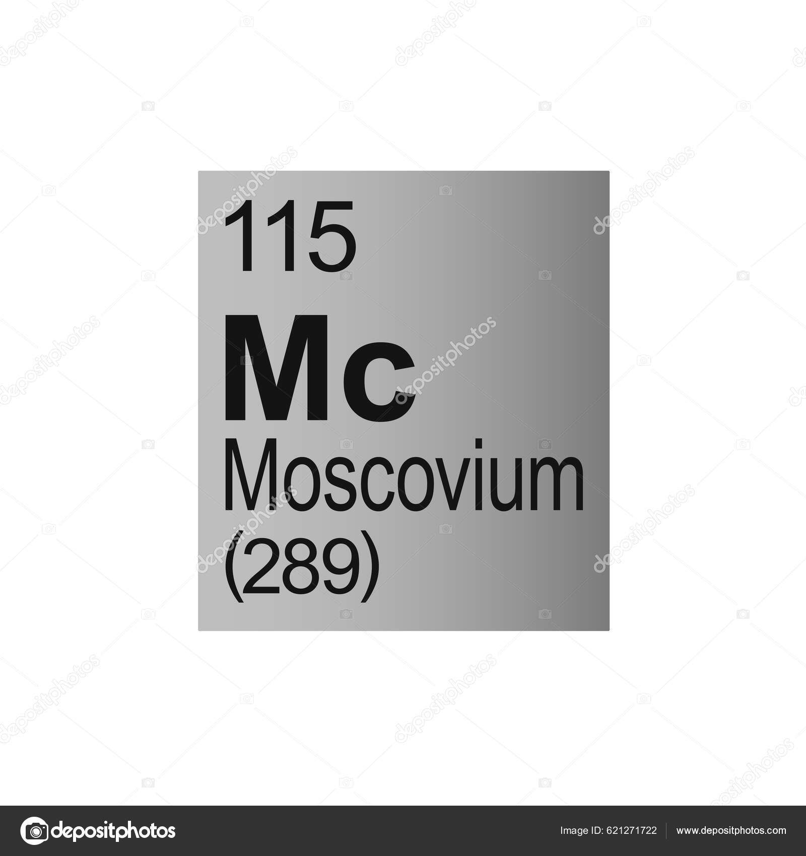 Moscóvio Elemento Químico Mendeleev Tabela Periódica Sobre Fundo Cinza ...