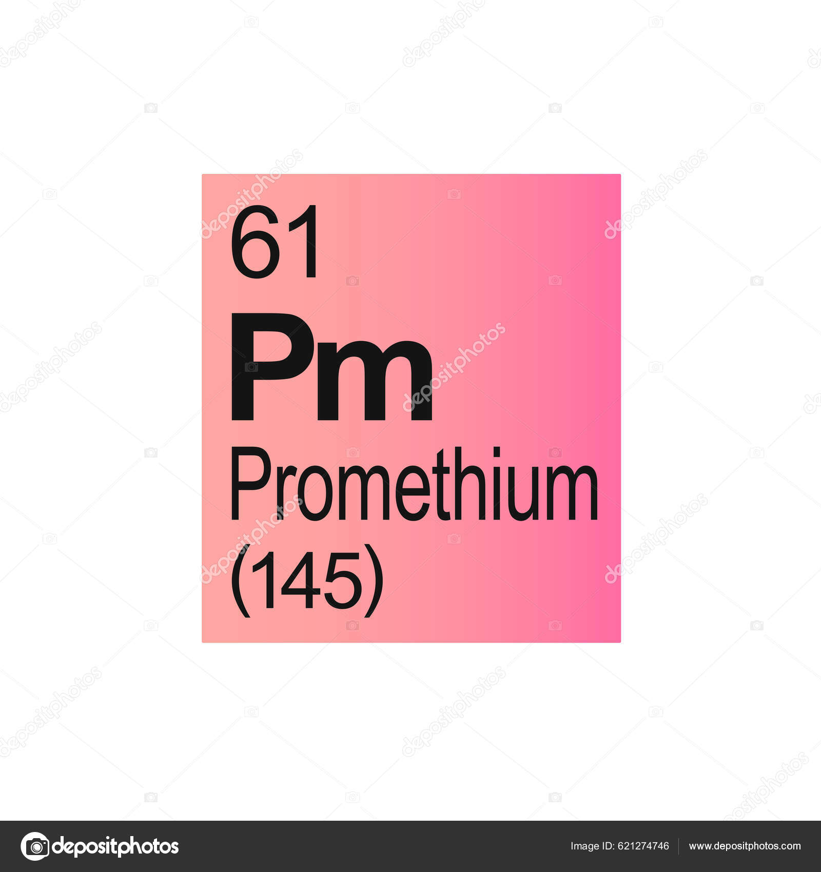 Promethium Chemical Element Mendeleev Periodic Table Pink Background ...