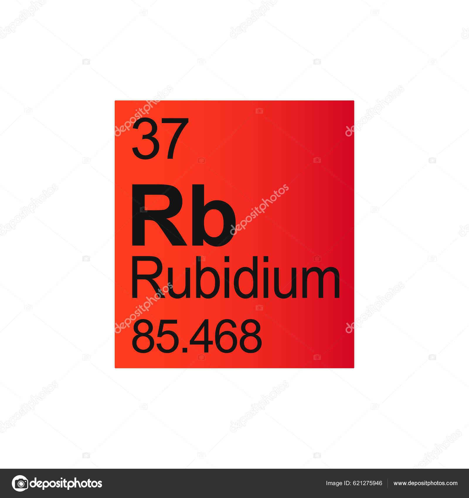 Rubidium Chemical Element Mendeleev Periodic Table Red Background Stock ...