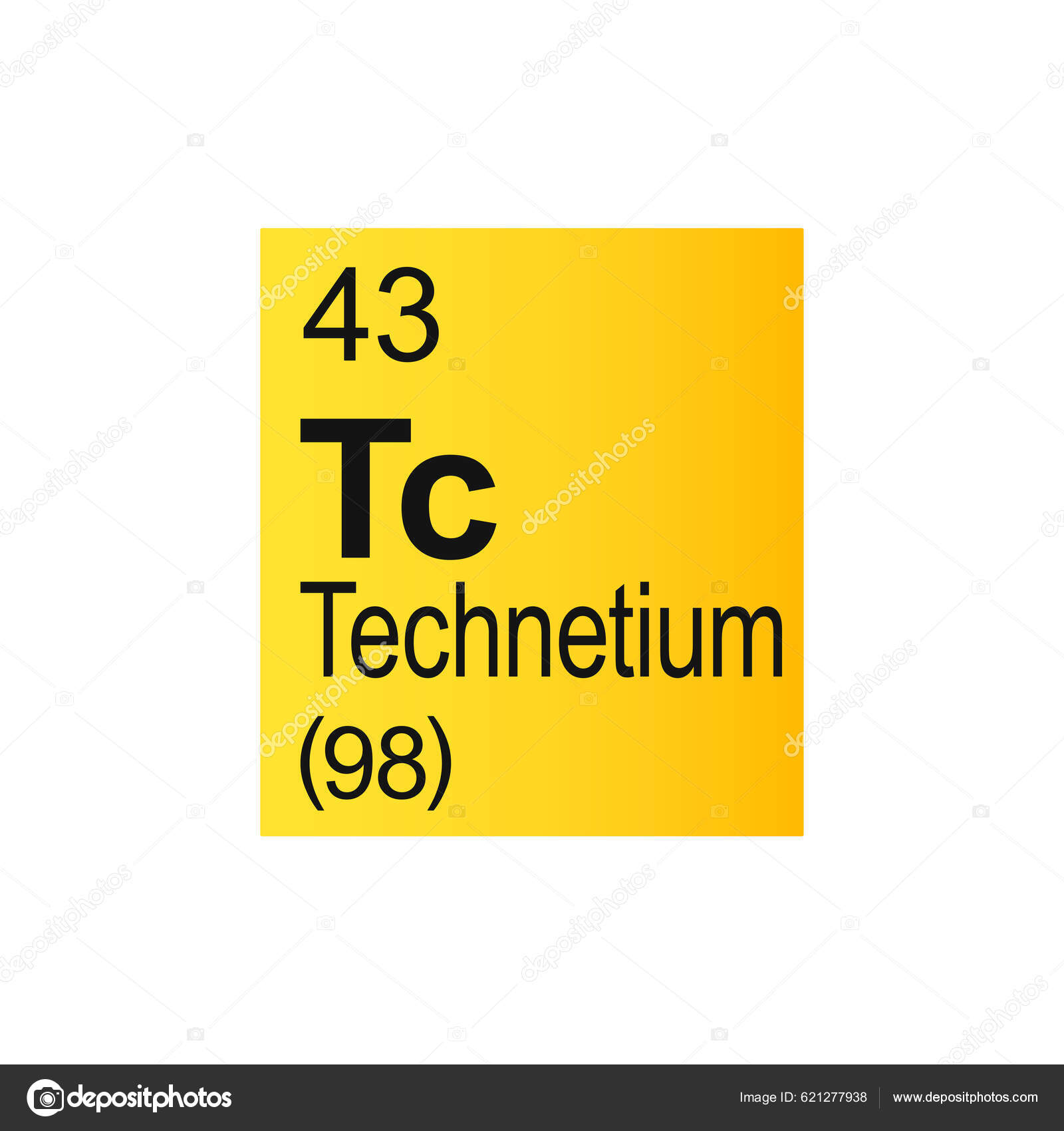 Technetium Chemical Element Mendeleev Periodic Table Yellow Background ...