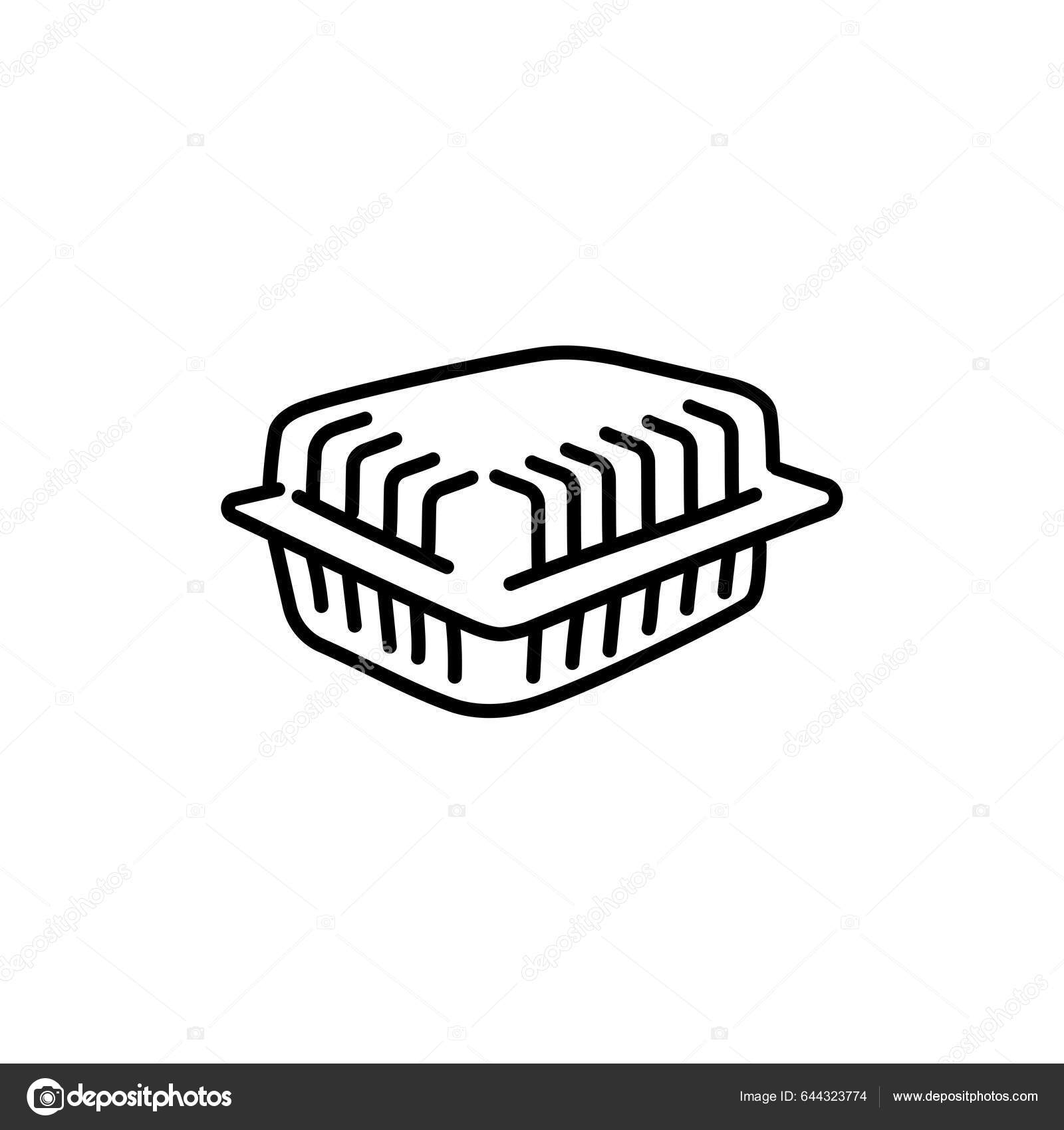 Plastic Packaging Takeaway Food Black Line Icon Stock Vector by ...