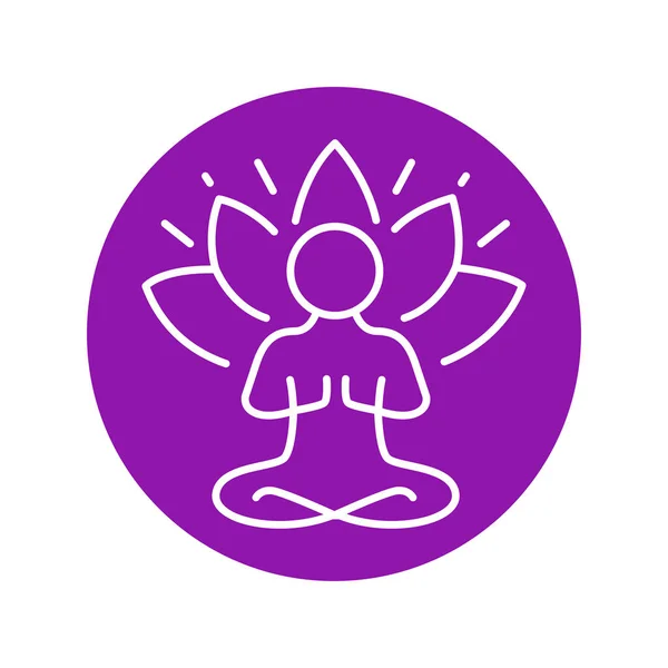 Faceless Girl Sitting Meditation Pose Color Line Icon Yoga Pose Stock ...