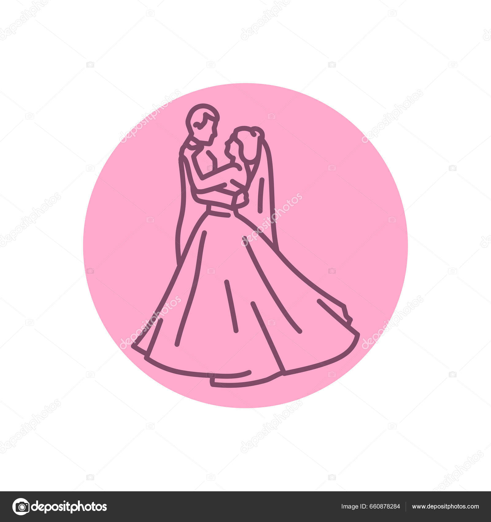 Primer Baile Boda Del Icono Línea Negra Recién Casada Vector de stock ...
