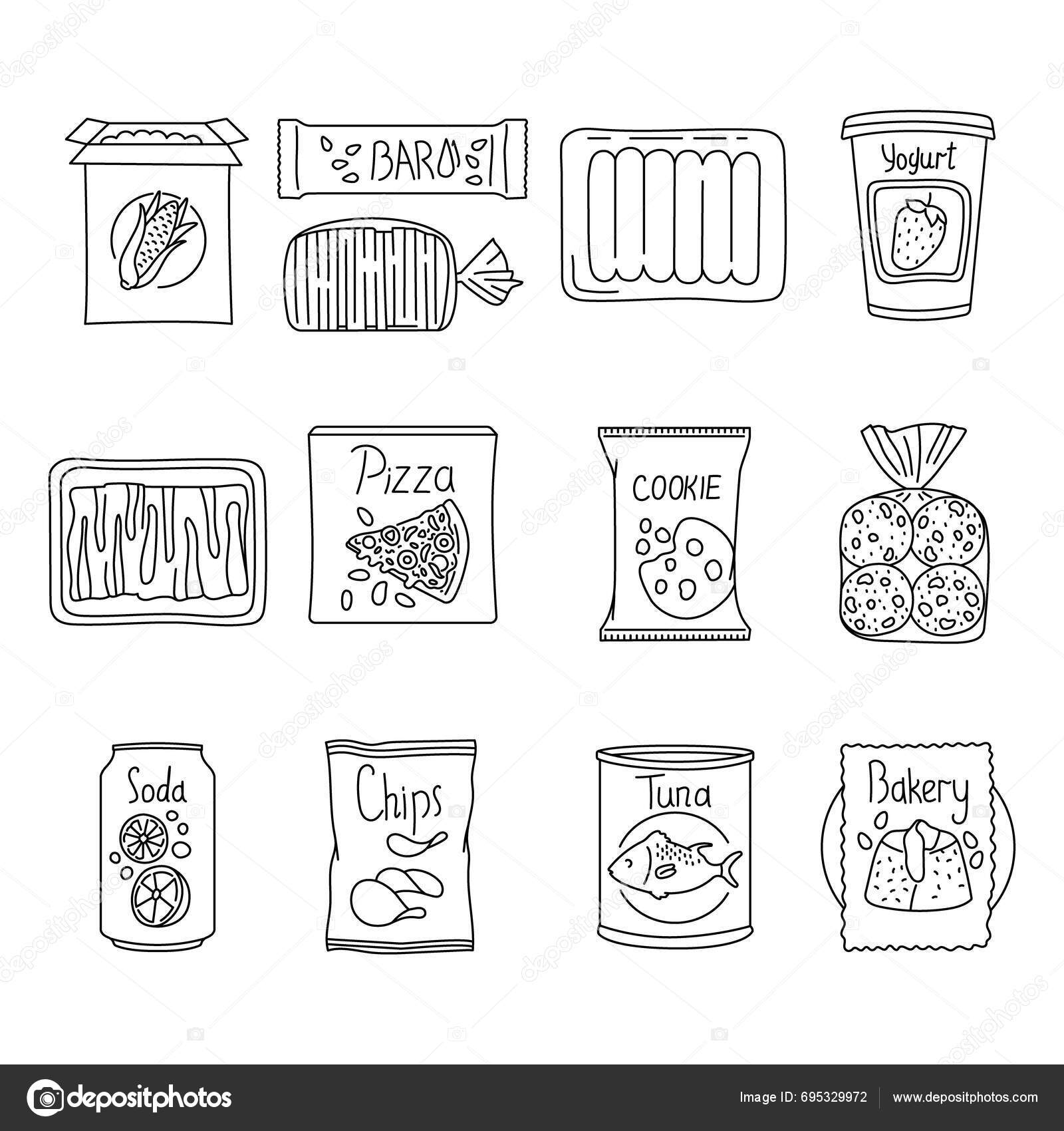 Hcartoon Hand Drawn Unprocessed Food Color Elements Stock Vector by ...