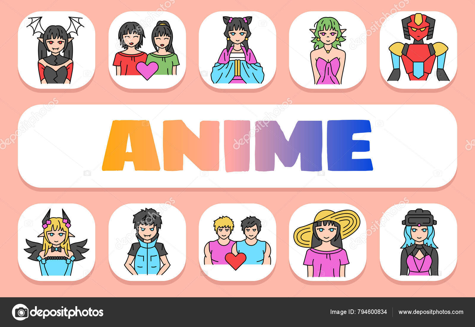 Anime Text Concept Shablon Presentation Infographics Minimal Clean ...