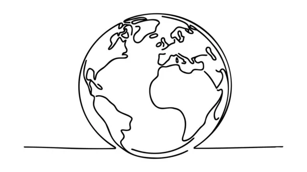 Earth Silhouette One Line Continuous Drawing World Map Silhouette ...