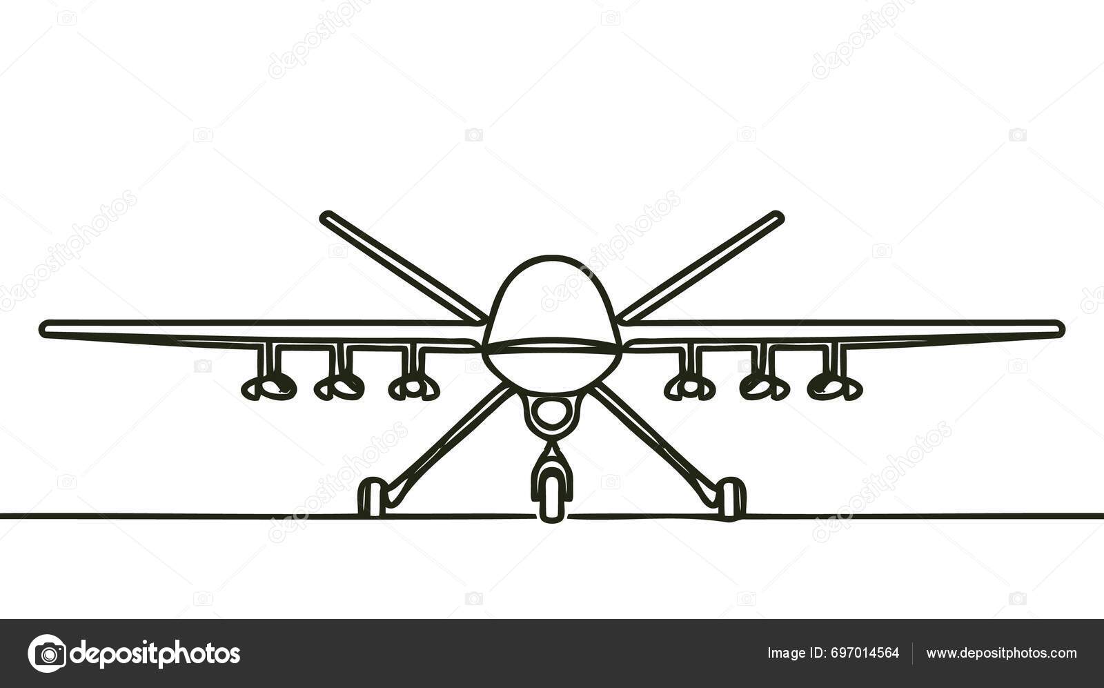 One Line Drawing Operational Tactical Medium Altitude Unmanned Aerial ...