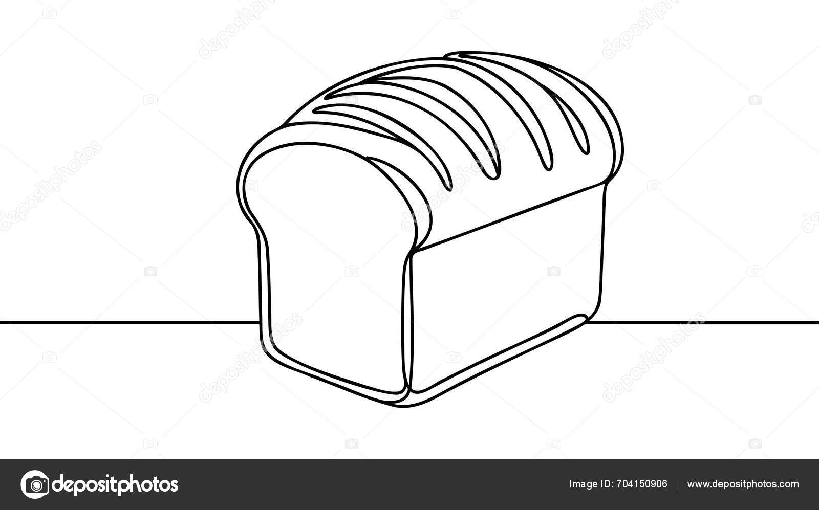 Loaf Bread One Line Art Continuous One Line Drawing Bread Stock Vector ...