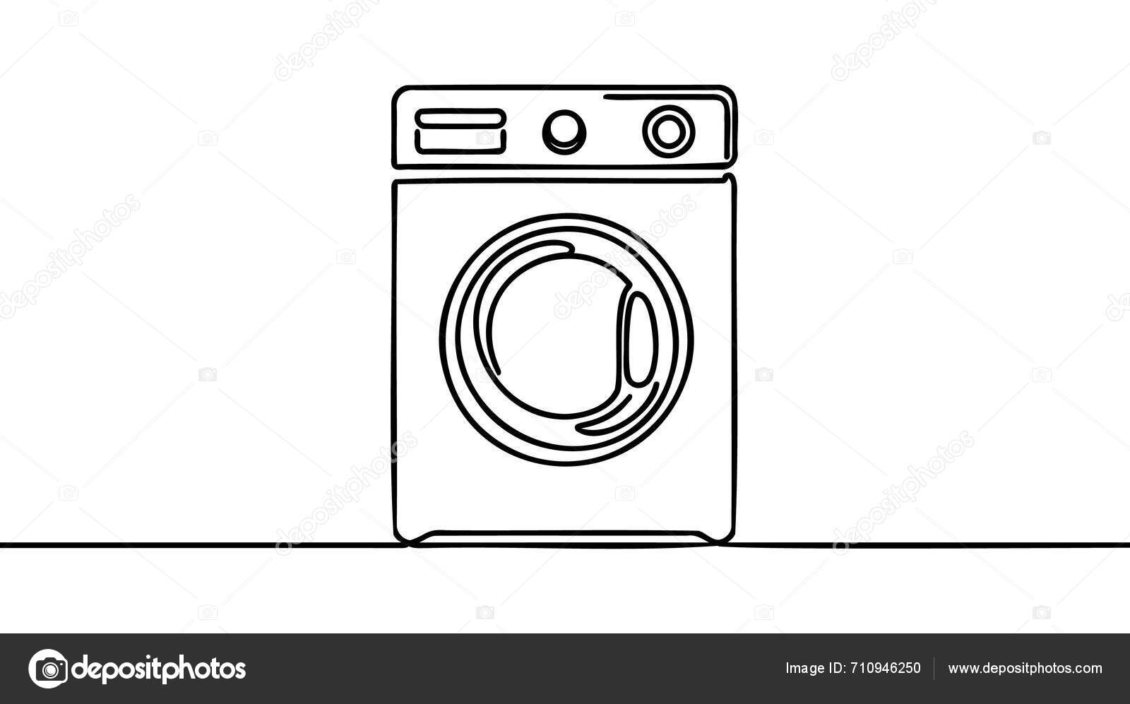 Washing Machine Continuous Line Drawing Style Washer Black Line Sketch ...