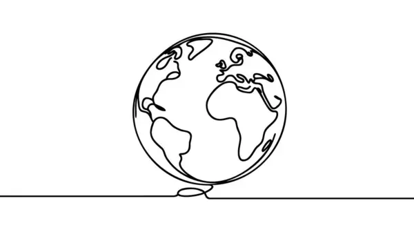 Earth Silhouette One Line Continuous Drawing World Map Silhouette ...