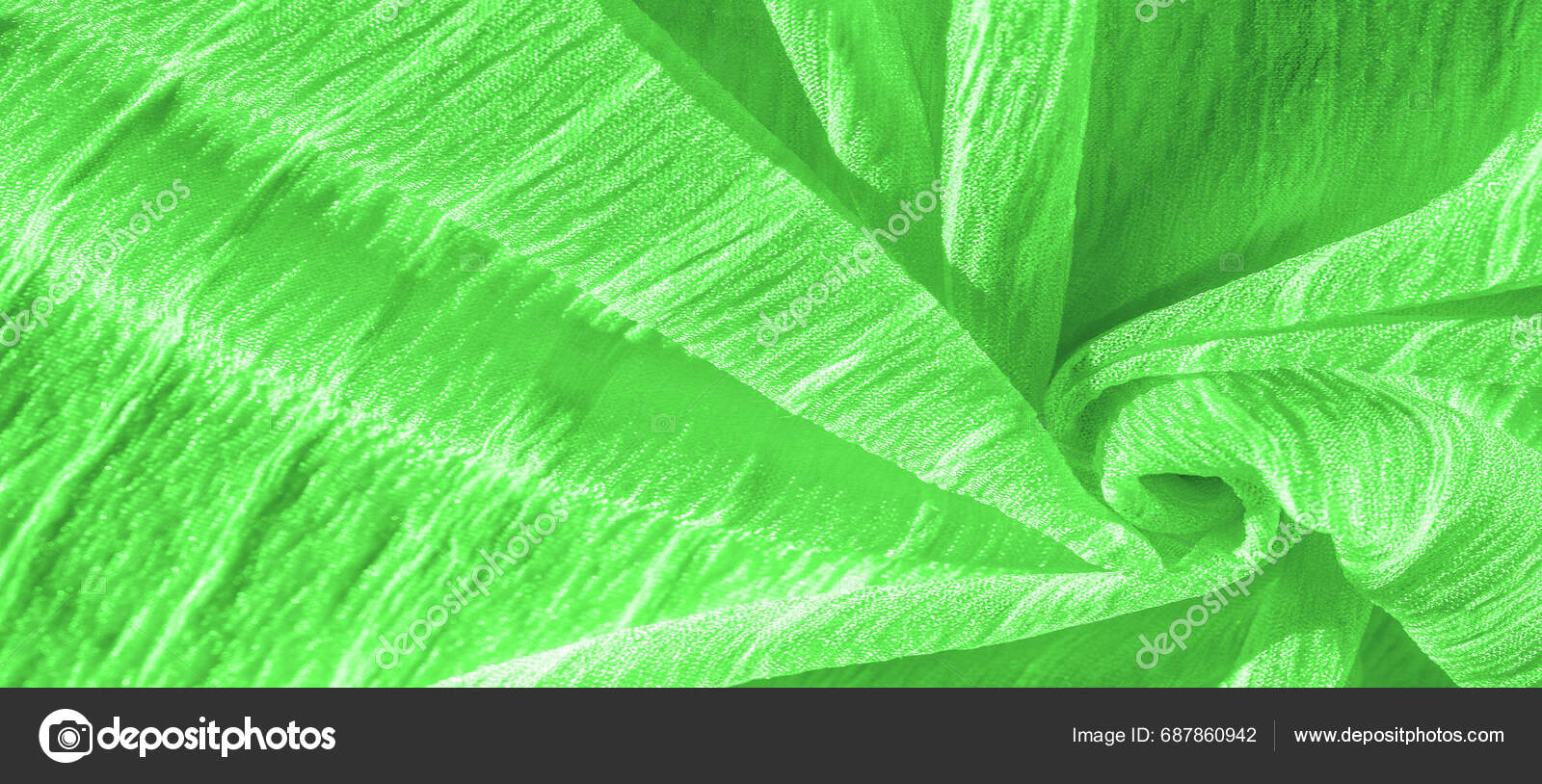 Silk Fabric Green Wrinkled Fabric Texture Green Wrinkled Wavy Surface ...