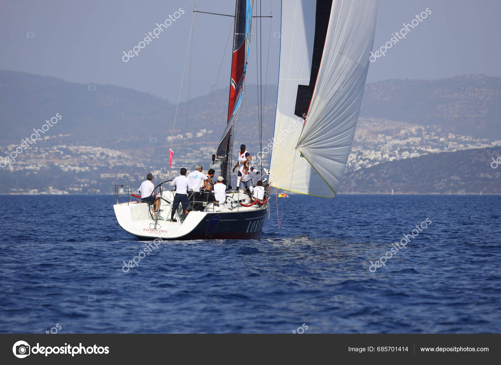 Bodrum Turkey October 2023 Sailboats Sail Windy Weather Blue Waters ...