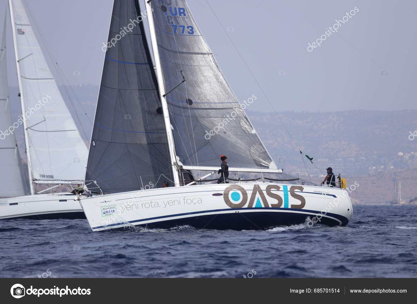 Bodrum Turkey October 2023 Sailboats Sail Windy Weather Blue Waters ...