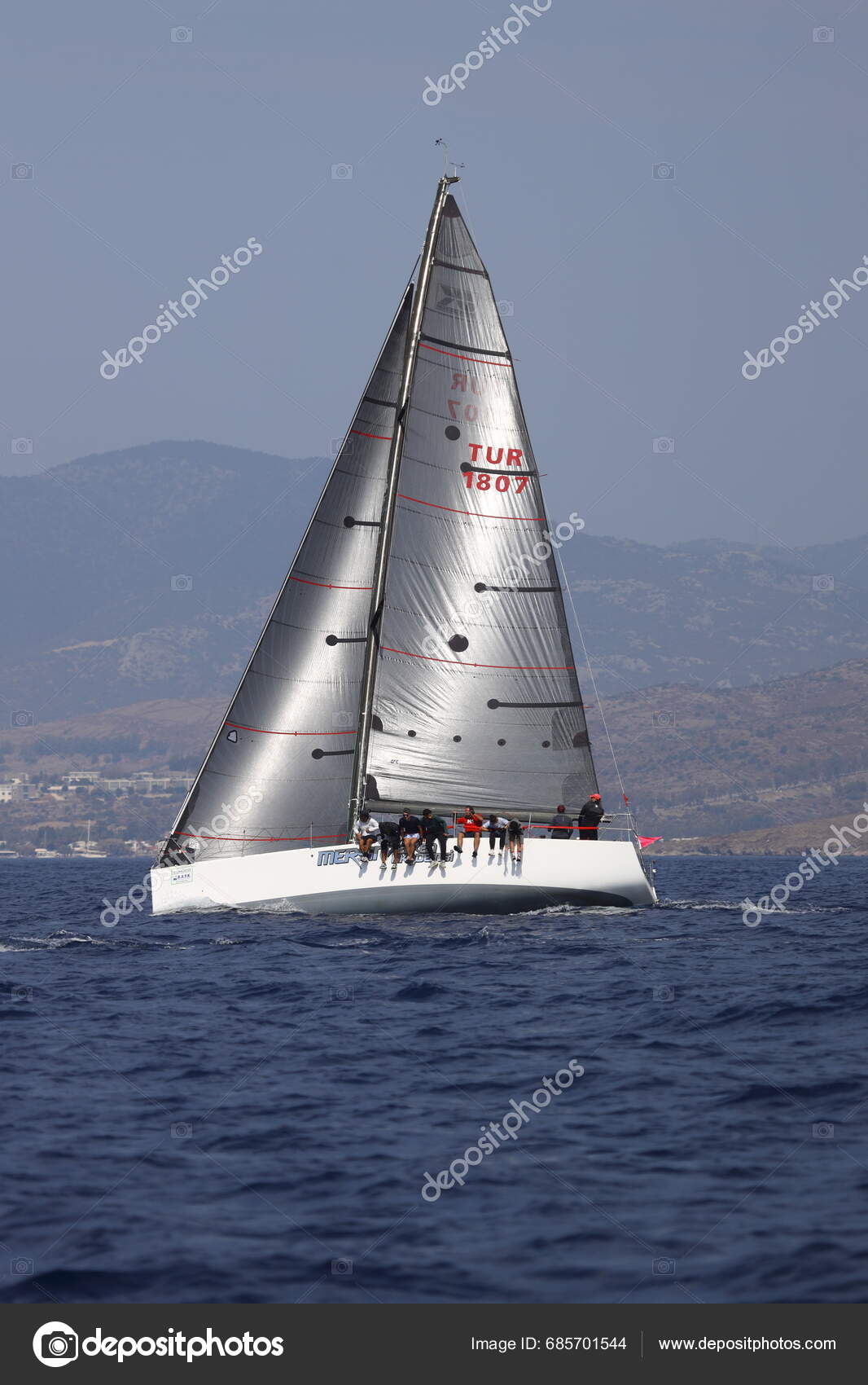 Bodrum Turkey October 2023 Sailboats Sail Windy Weather Blue Waters ...