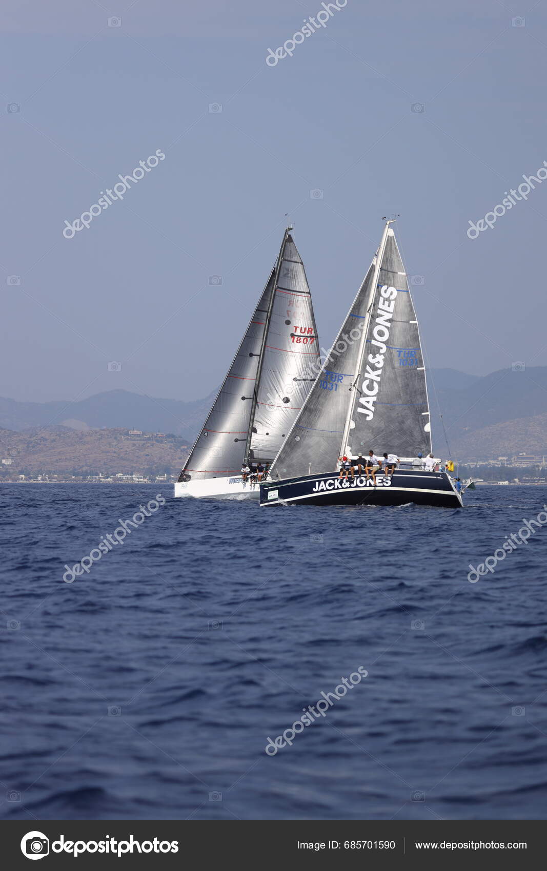 Bodrum Turkey October 2023 Sailboats Sail Windy Weather Blue Waters ...