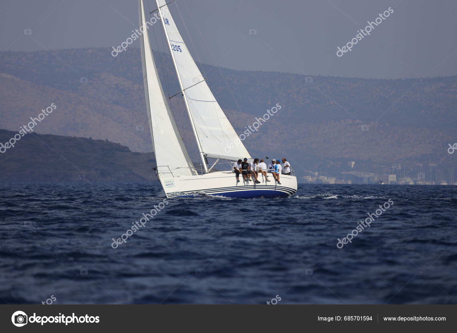 Bodrum Turkey October 2023 Sailboats Sail Windy Weather Blue Waters ...