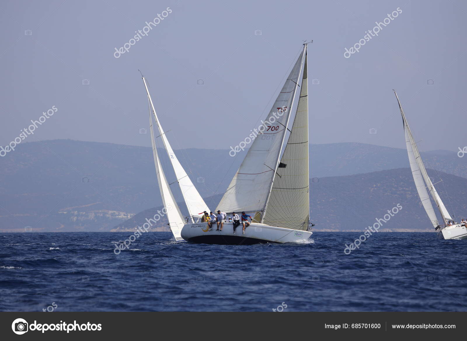 Bodrum Turkey October 2023 Sailboats Sail Windy Weather Blue Waters ...