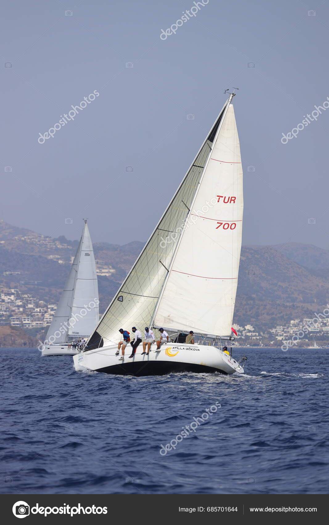 Bodrum Turkey October 2023 Sailboats Sail Windy Weather Blue Waters ...