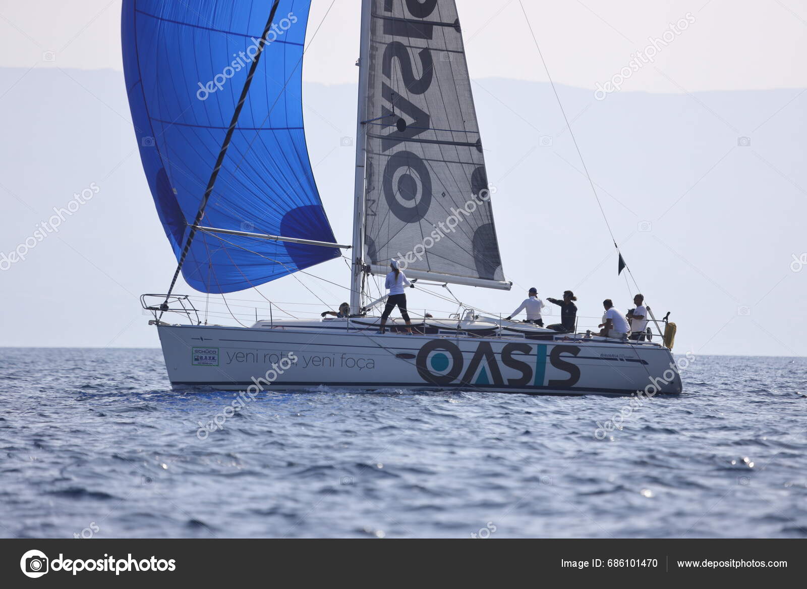 Bodrum Turkey October 2023 Sailboats Sail Windy Weather Blue Waters ...