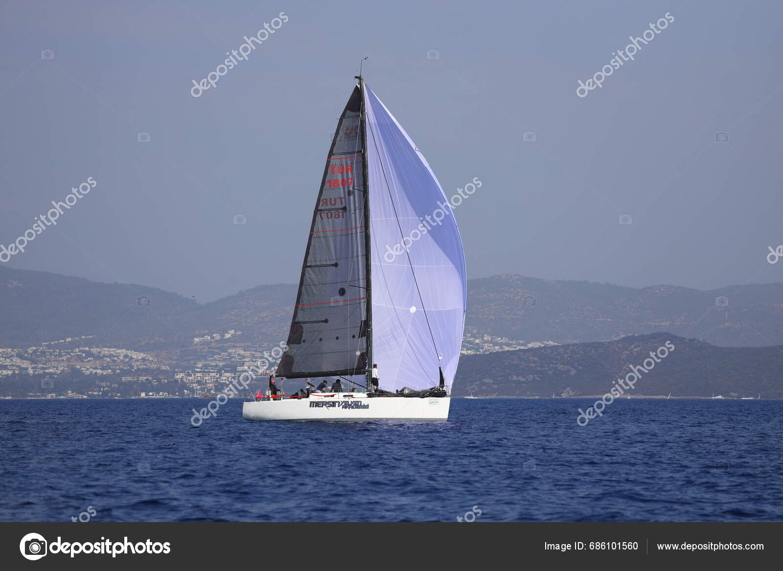 Bodrum Turkey October 2023 Sailboats Sail Windy Weather Blue Waters ...