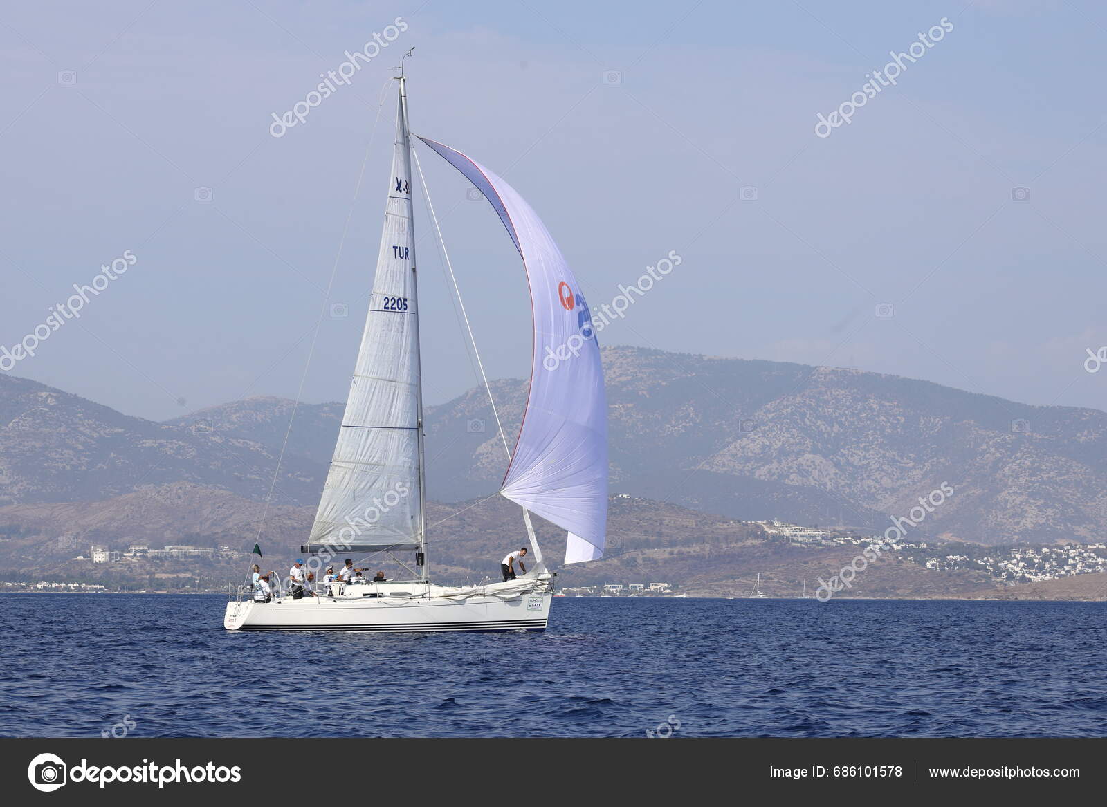 Bodrum Turkey October 2023 Sailboats Sail Windy Weather Blue Waters ...