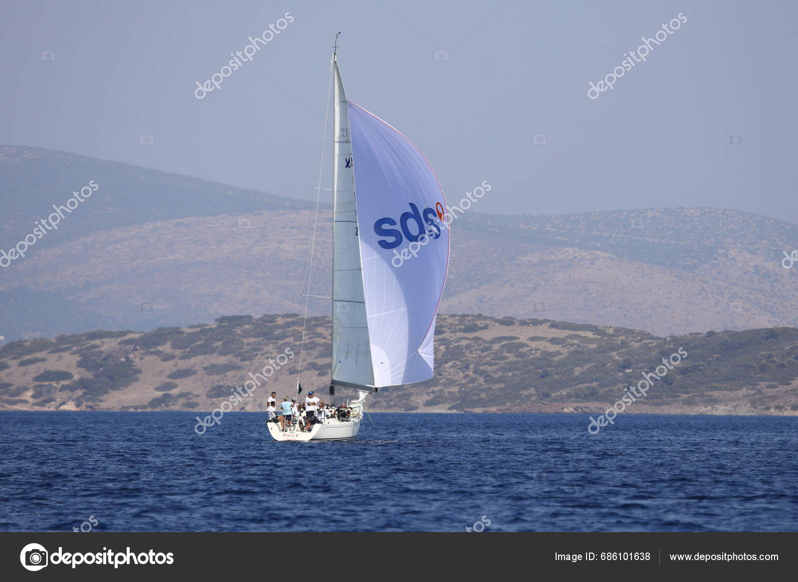 Bodrum Turkey October 2023 Sailboats Sail Windy Weather Blue Waters ...