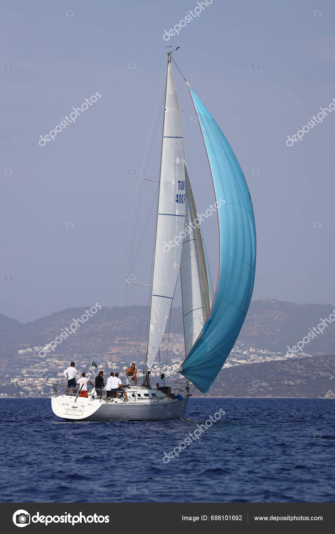 Bodrum Turkey October 2023 Sailboats Sail Windy Weather Blue Waters ...