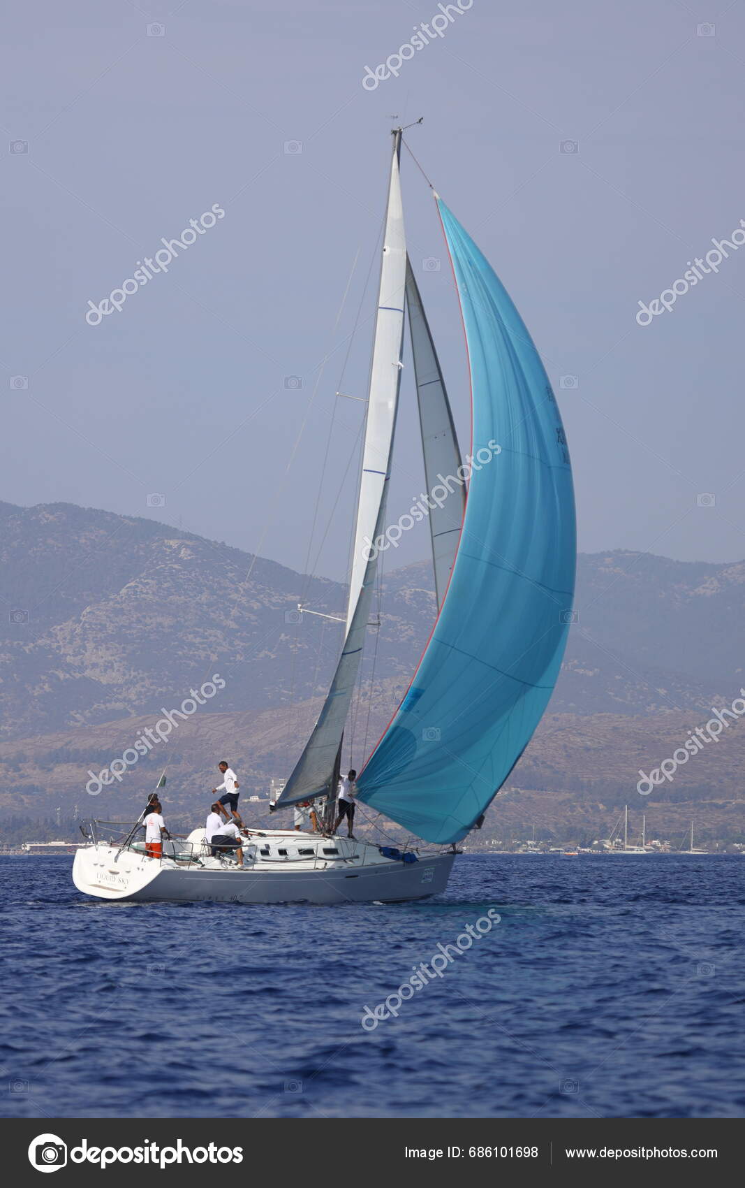 Bodrum Turkey October 2023 Sailboats Sail Windy Weather Blue Waters ...