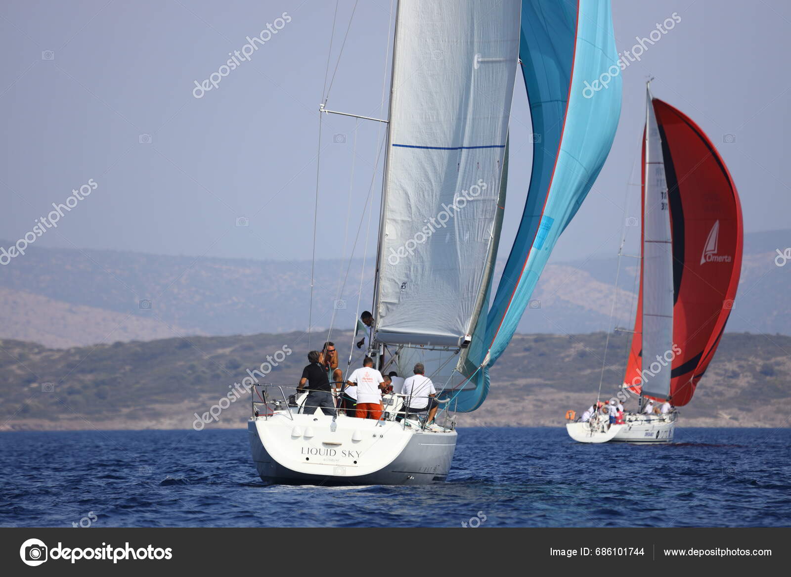 Bodrum Turkey October 2023 Sailboats Sail Windy Weather Blue Waters ...