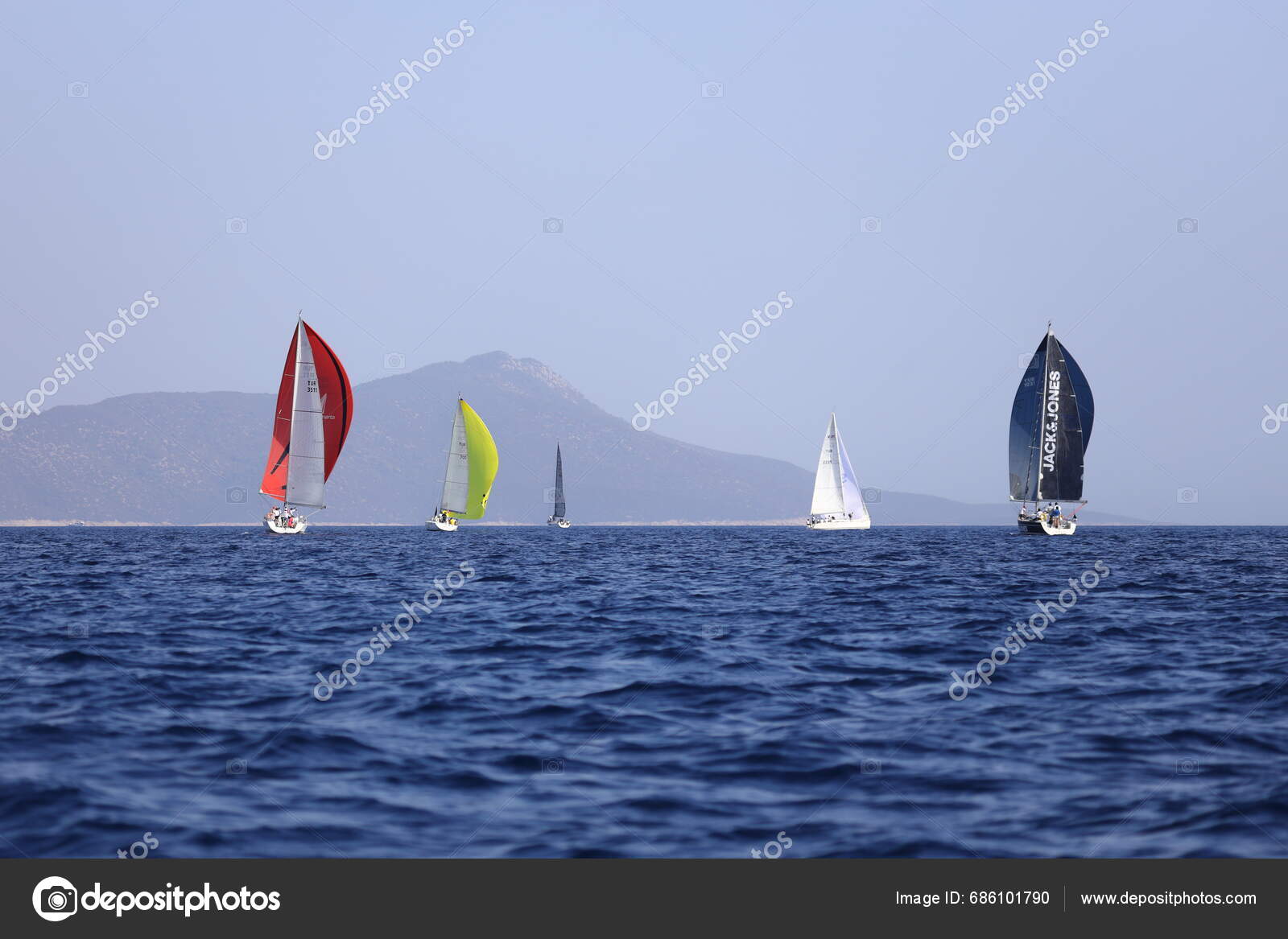 Bodrum Turkey October 2023 Sailboats Sail Windy Weather Blue Waters ...