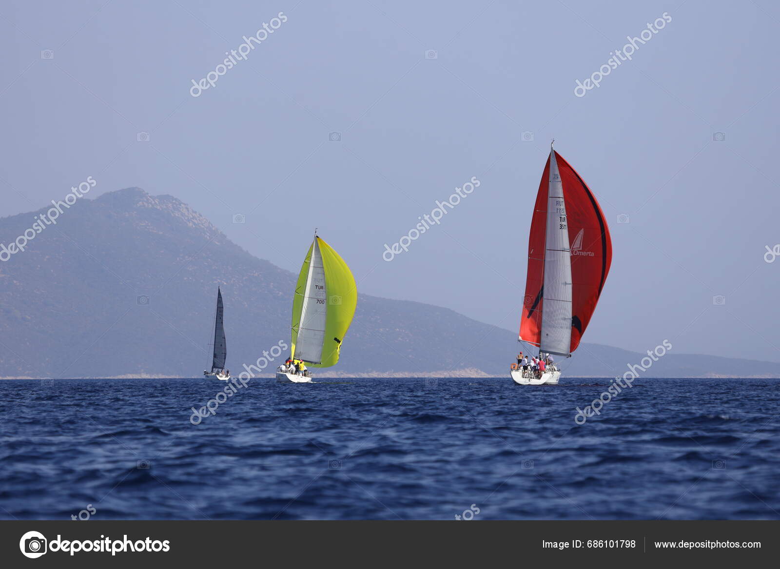 Bodrum Turkey October 2023 Sailboats Sail Windy Weather Blue Waters ...