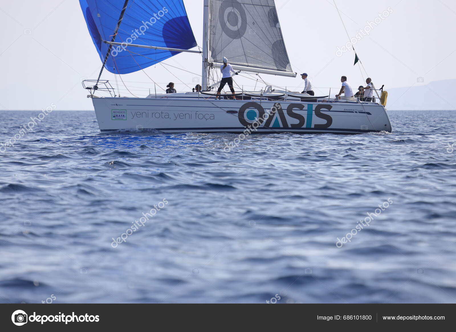 Bodrum Turkey October 2023 Sailboats Sail Windy Weather Blue Waters ...