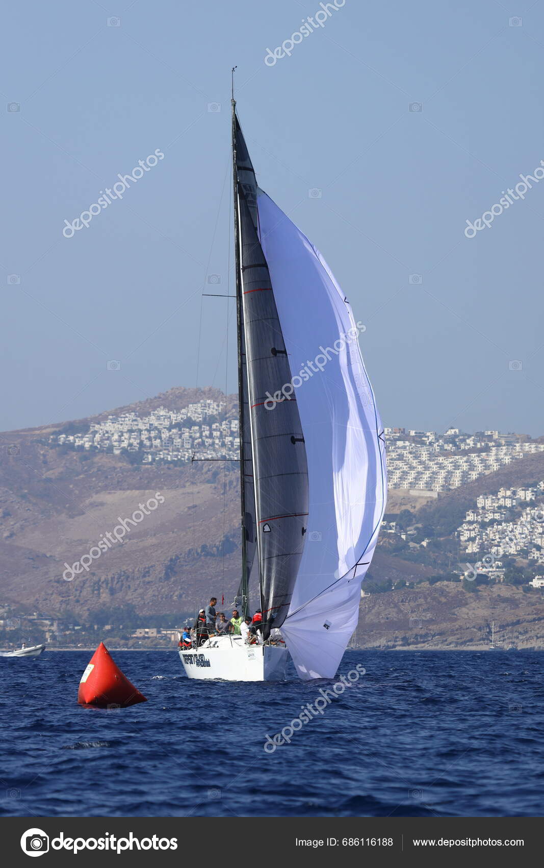 Bodrum Turkey October 2023 Sailboats Sail Windy Weather Blue Waters ...