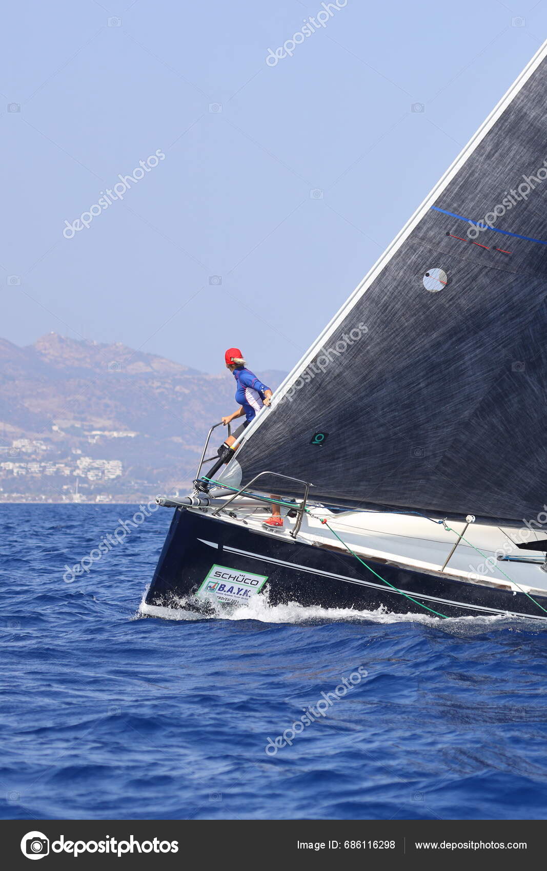 Bodrum Turkey October 2023 Sailboats Sail Windy Weather Blue Waters ...