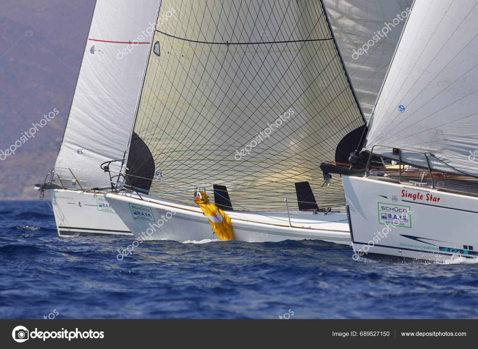 Bodrum Turkey October 2023 Sailboats Sail Windy Weather Blue Waters ...