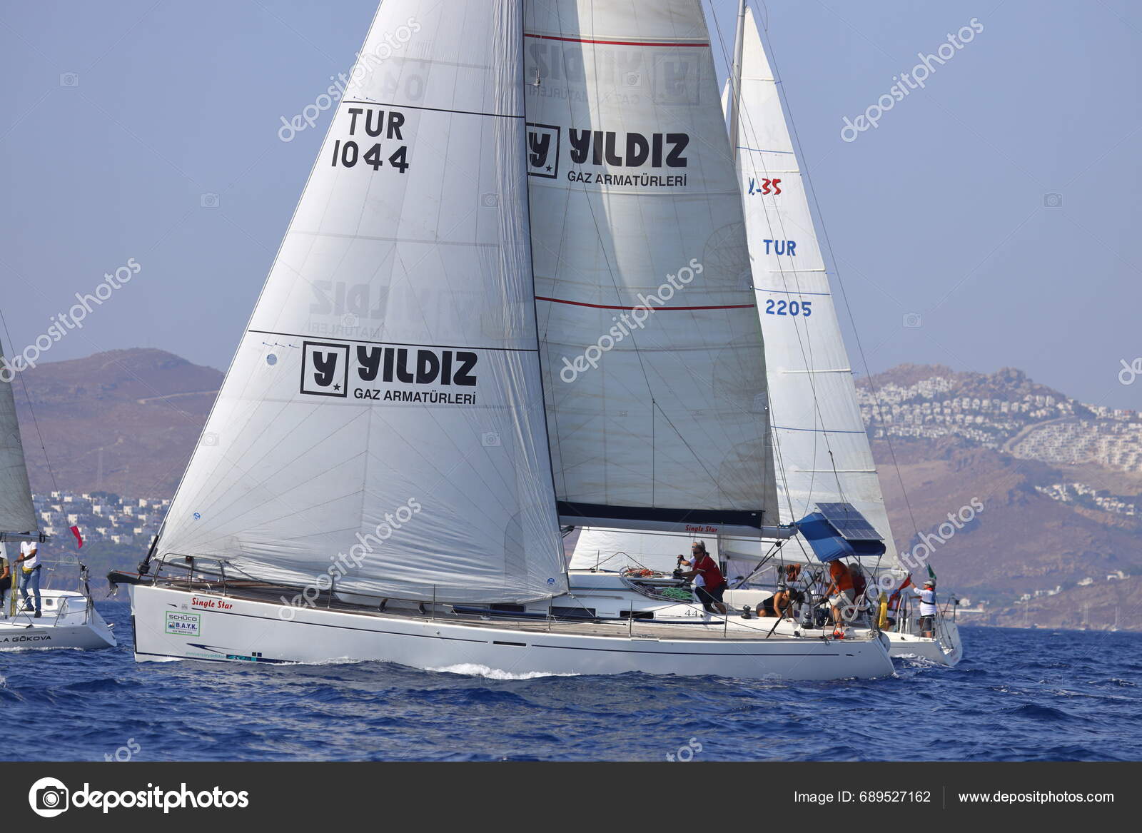 Bodrum Turkey October 2023 Sailboats Sail Windy Weather Blue Waters ...