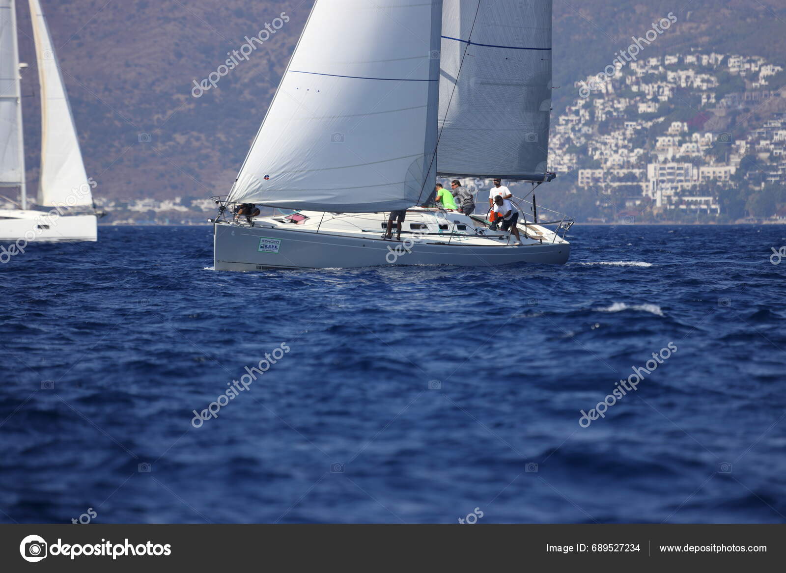 Bodrum Turkey October 2023 Sailboats Sail Windy Weather Blue Waters ...
