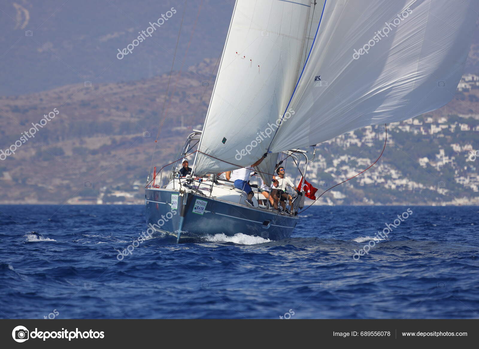 Bodrum Turkey October 2023 Sailboats Sail Windy Weather Blue Waters ...