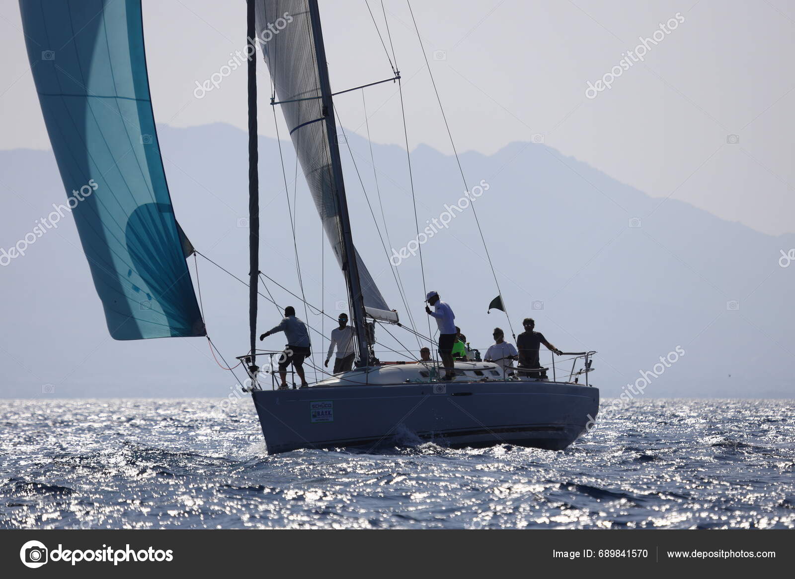 Bodrum Turkey October 2023 Sailboats Sail Windy Weather Blue Waters ...