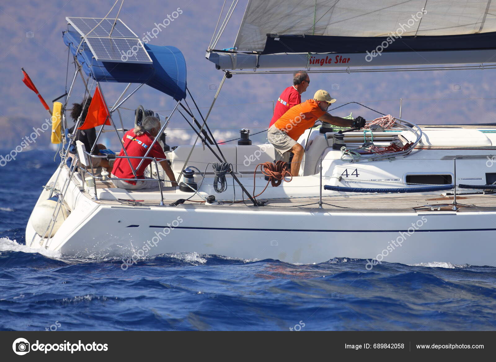 Bodrum Turkey October 2023 Sailboats Sail Windy Weather Blue Waters ...
